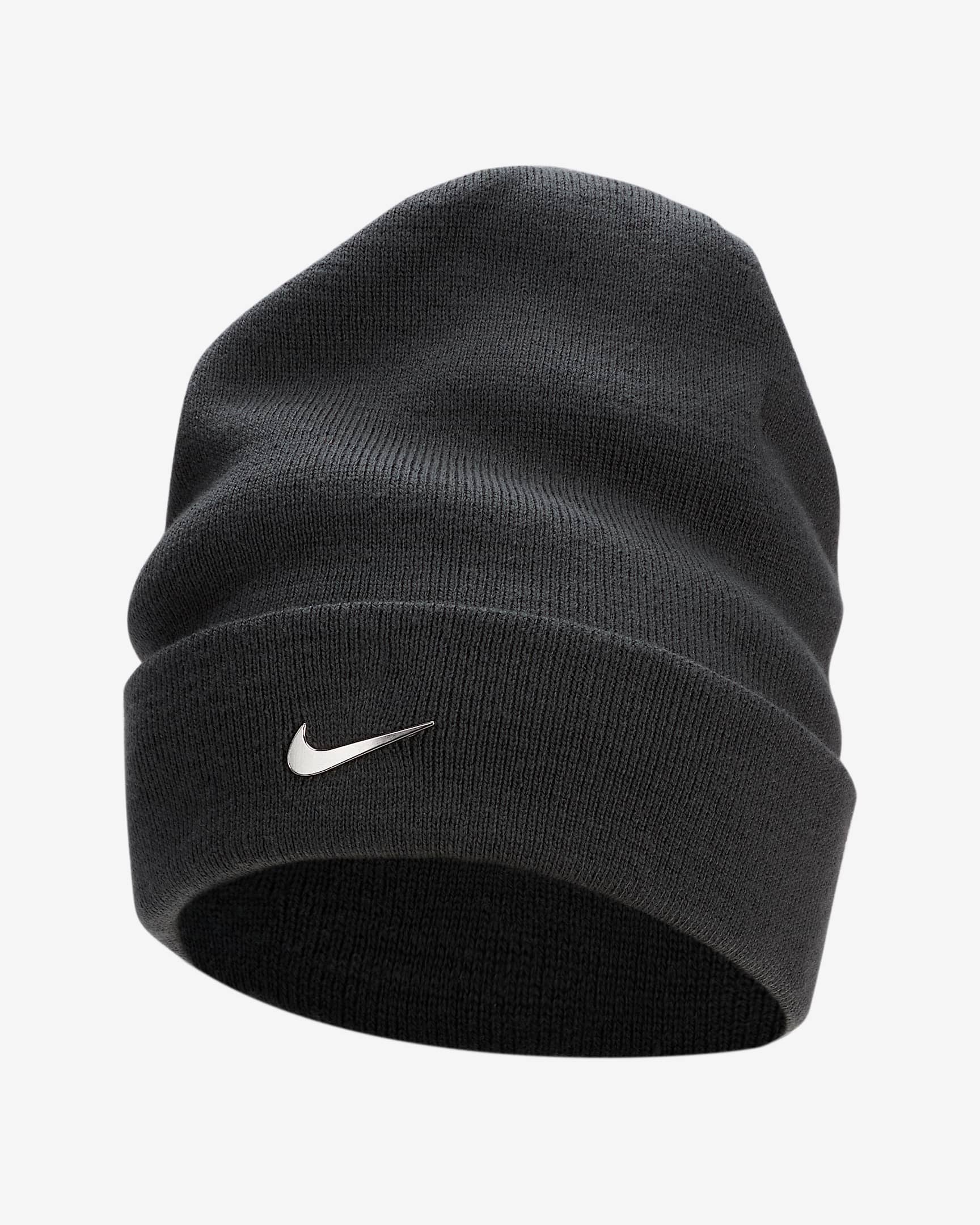 Nike Peak Standard Metallic-Beanie mit Swoosh und Bündchen. Nike DE