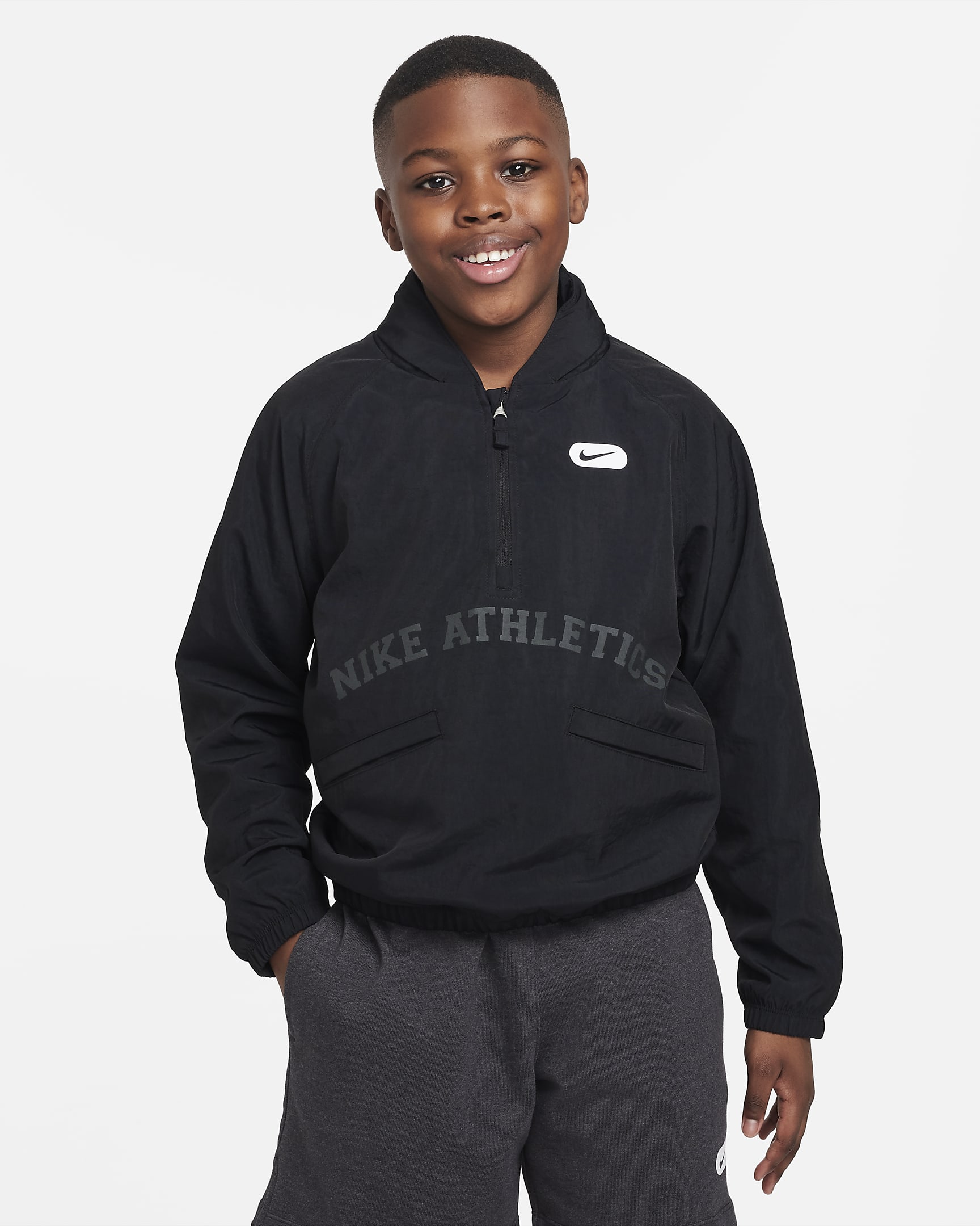 Sudadera con gorro de entrenamiento de medio cierre para niños talla grande (talla amplia) Nike ...