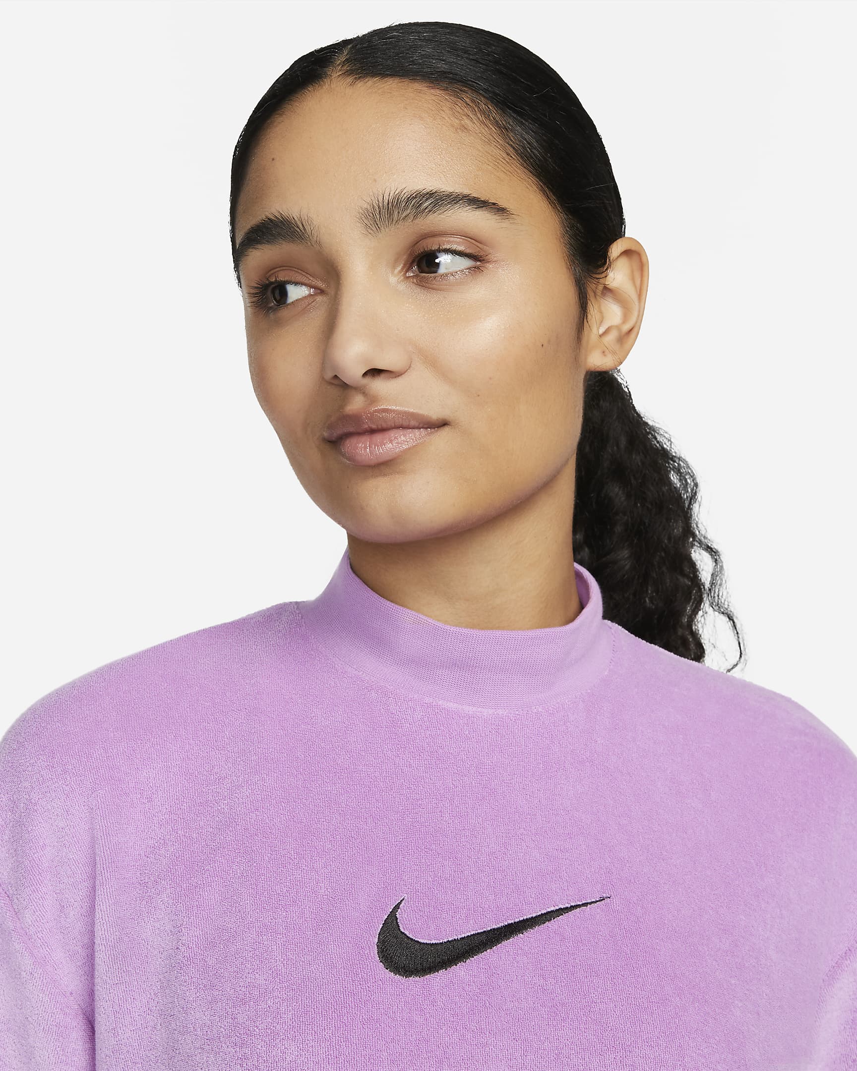 Nike Sportswear Women's Mock-Neck Short-Sleeve Terry Top. Nike UK