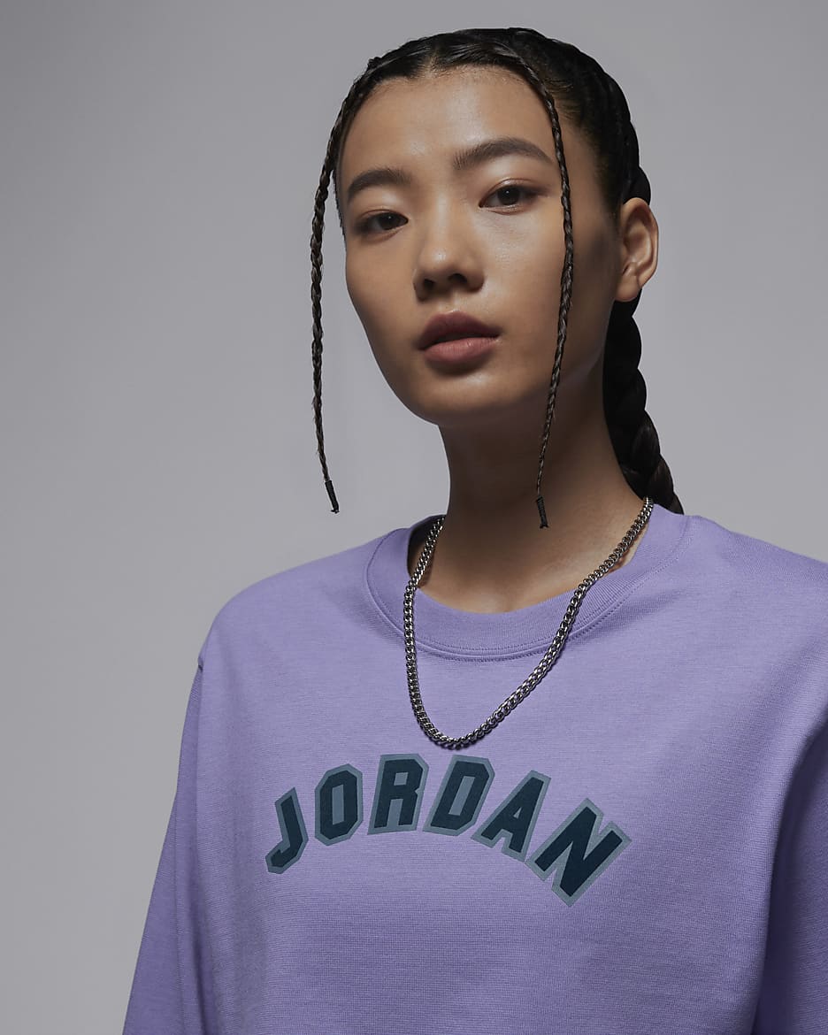 เสื้อยืดกราฟิกแขนยาวเอวลอยพิเศษผู้หญิง Jordan Nike TH