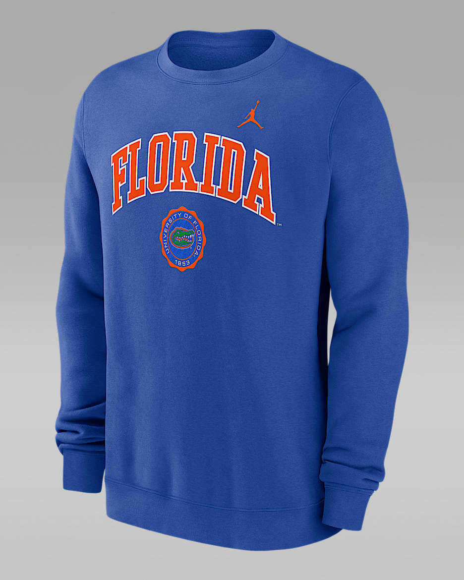 Sudadera de cuello redondo sin cierre universitaria Nike para hombre Florida Gators Arched Seal ...