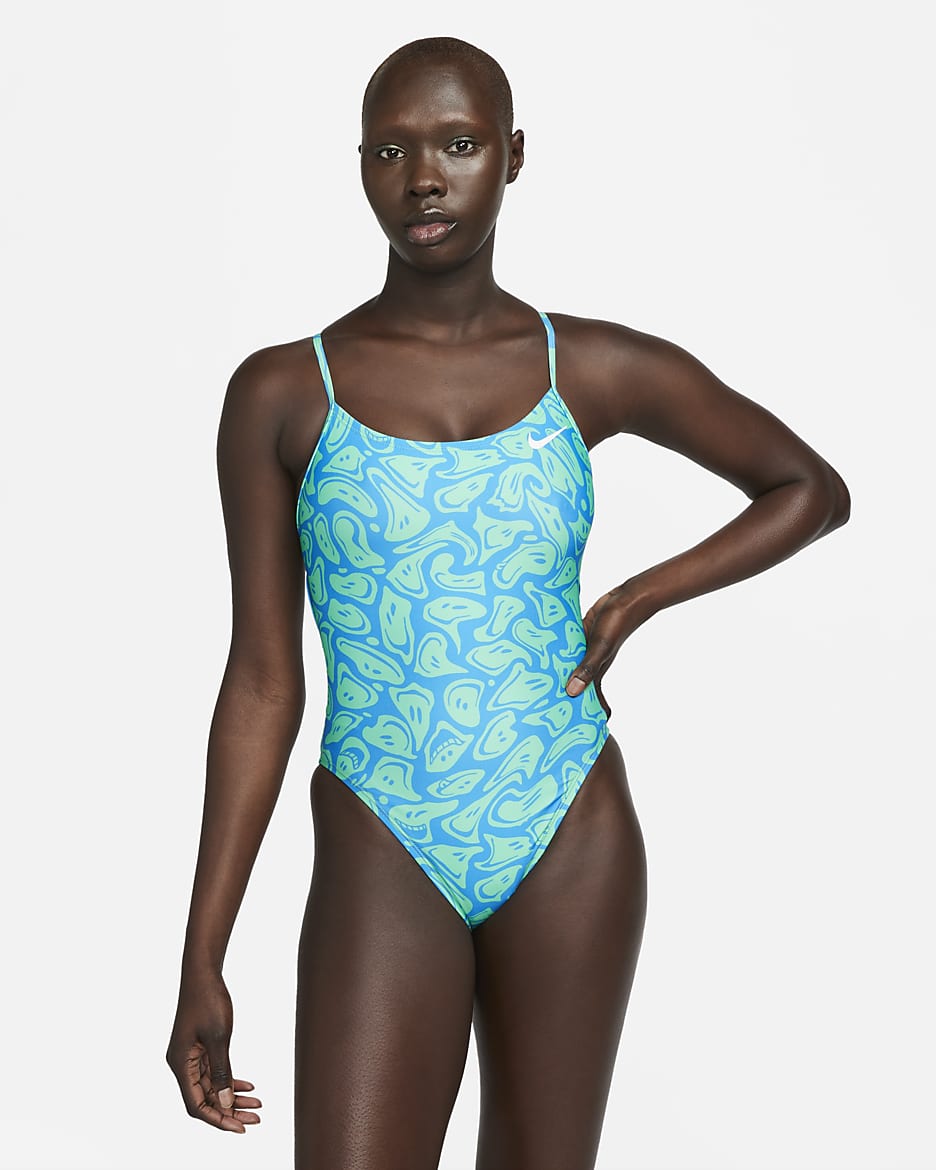 Nike Swim Hydrastrong Womens Lace Up Tie Back One Piece Swimsuit