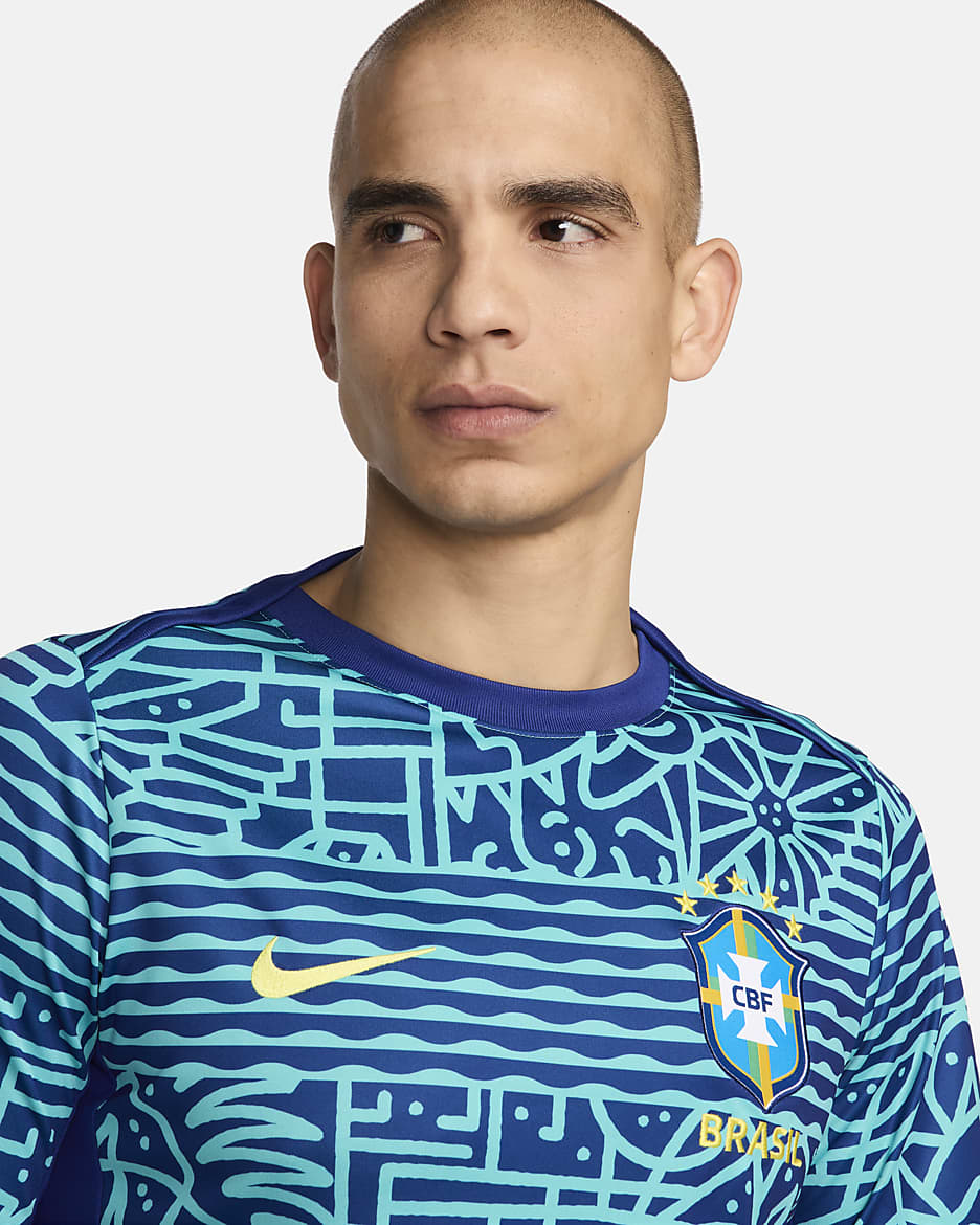 Brazil Academy Pro Men's Nike Dri-FIT Soccer Pre-Match Short-Sleeve Top ...