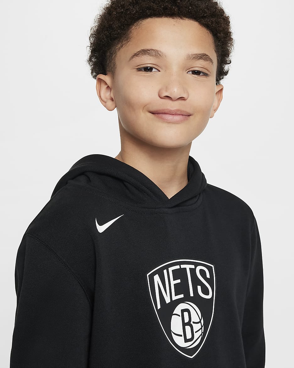 Brooklyn Nets Club Older Kids' Nike NBA Fleece Pullover Hoodie. Nike IE