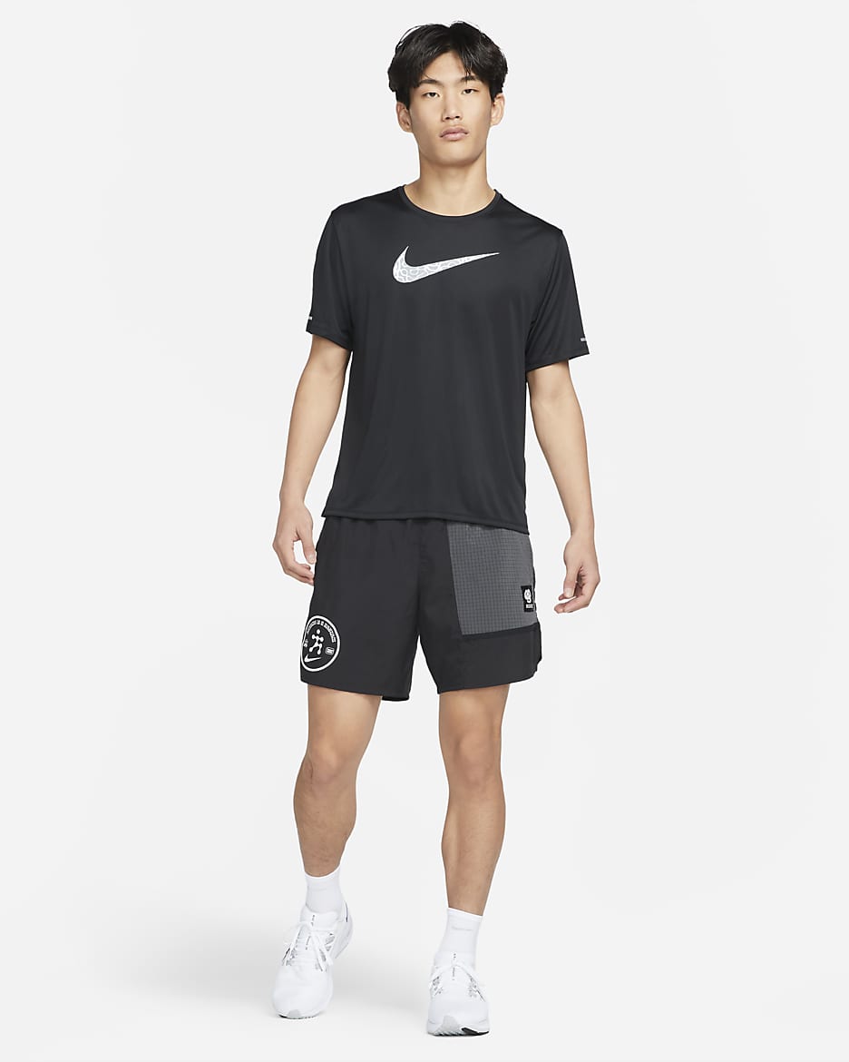 Nike Dri Fit Wild Run Miler Mens Short Sleeve Running Top Nike In