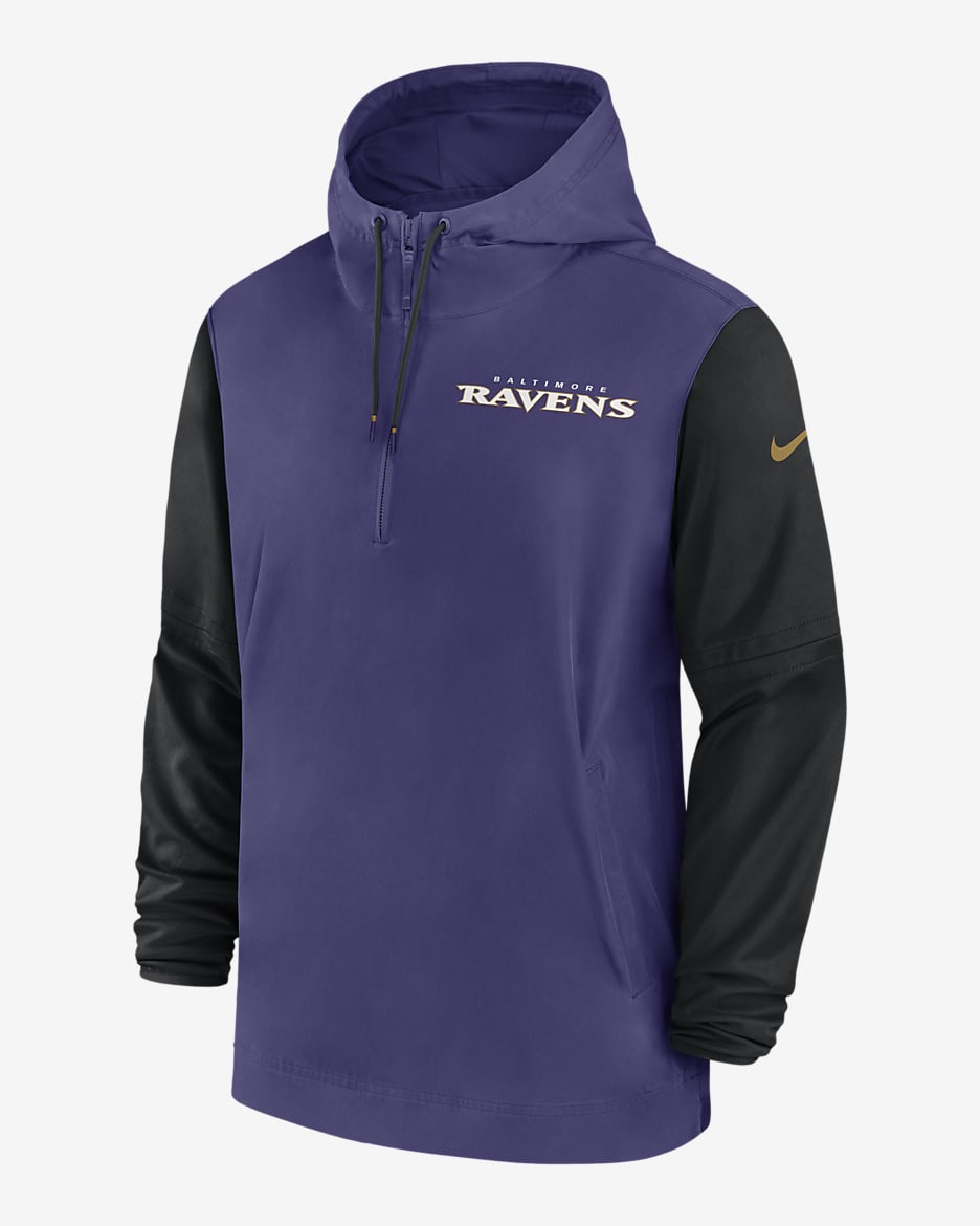 Baltimore Ravens Sideline Pre-Game Player Men's Nike NFL 1/2-Zip Hooded ...