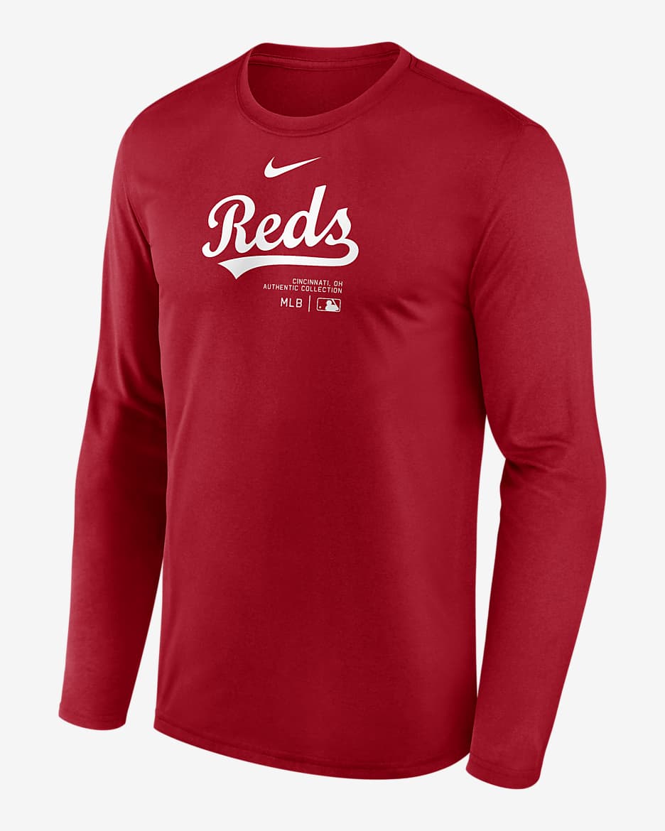 Cincinnati Reds Authentic Collection Practice Men's Nike Dri-FIT MLB Long-Sleeve T-Shirt. Nike.com