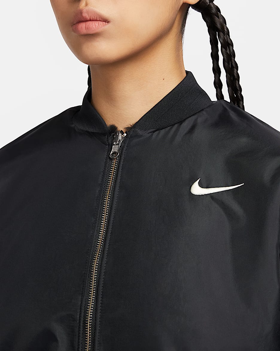 Nike Sportswear Women's Reversible Faux Fur Bomber Jacket. Nike MY