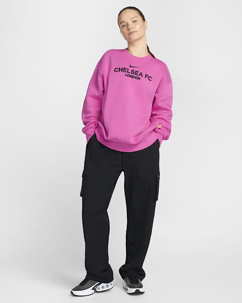 Chelsea F.C. Phoenix Fleece Third Women's Nike Football Oversized Crew-Neck Sweatshirt. Nike CA
