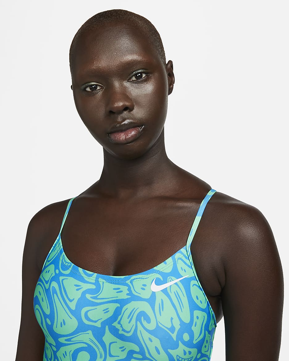 Nike Swim Hydrastrong Womens Lace Up Tie Back One Piece Swimsuit