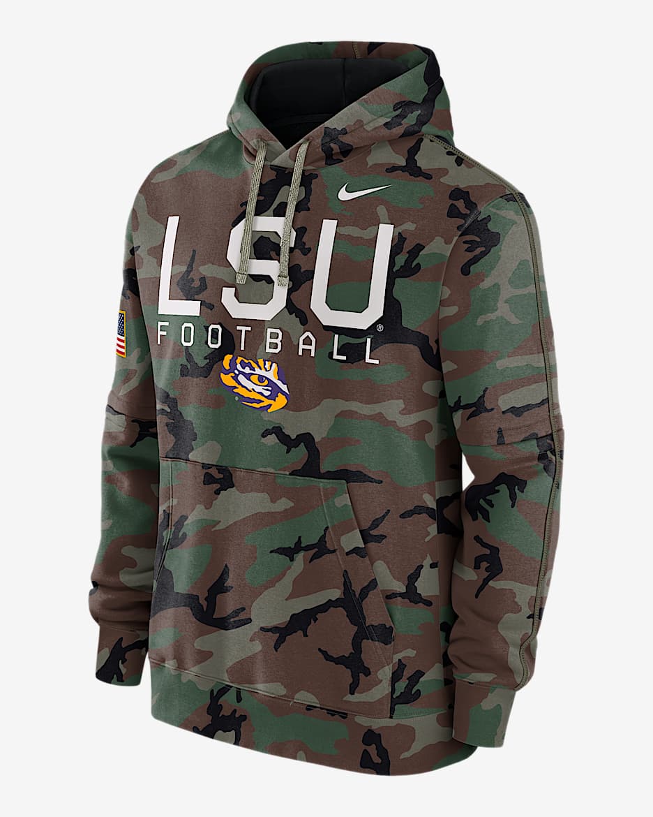 Sudadera con gorro sin cierre universitaria Nike para hombre LSU Tigers Military Appreciation ...