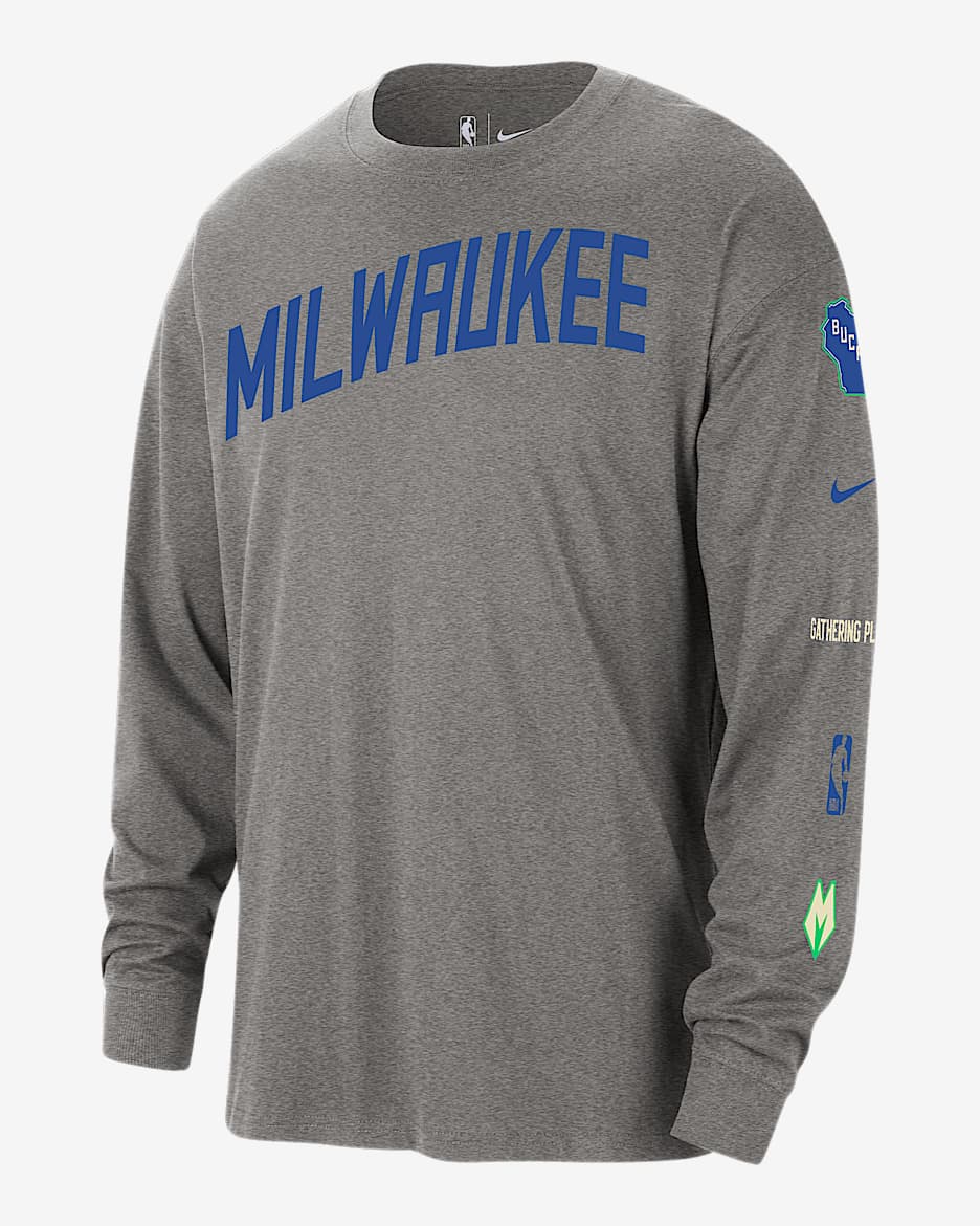 Milwaukee Bucks City Edition 2023/24 Playera de manga larga Nike de la NBA Max90 para hombre ...