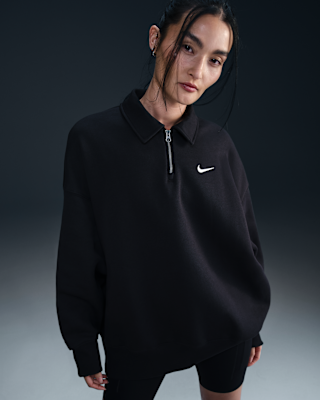 เสื้อโปโลซิปสั้นโอเวอร์ไซส์ผู้หญิง Nike Sportswear Phoenix Fleece Nike TH
