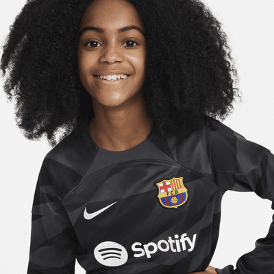 F.C. Barcelona 2023/24 Stadium Goalkeeper Older Kids' Nike Dri-FIT Football Shirt. Nike FI
