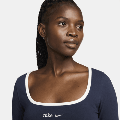 Nike Sportswear Women's Square-Neck Long-Sleeve Top. Nike LU