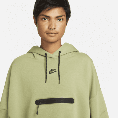 Nike Sportswear Tech Fleece Women's Over-Oversized Crop Pullover Hoodie ...