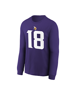 Playera de manga larga de la NFL para niños talla grande de Justin Jefferson de los Minnesota ...