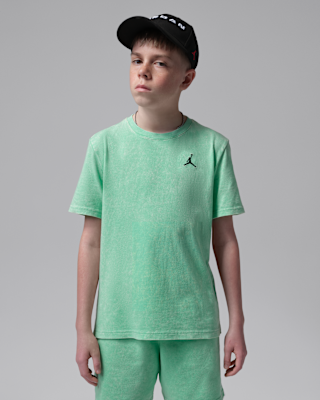 T-shirt bordada de lavagem ácida Air Jordan Júnior. Nike PT