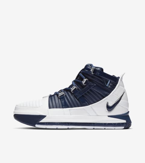 Zoom LeBron 3 'White & Midnight Navy & Metallic Silver' Release Date ...