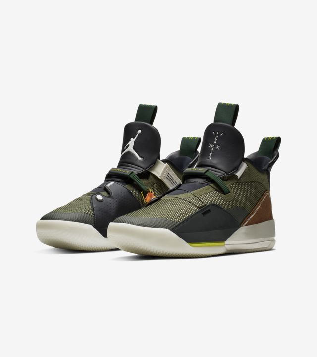 Air Jordan 33 Travis Scott 'Army Olive & Black & Ale Brown' Release ...