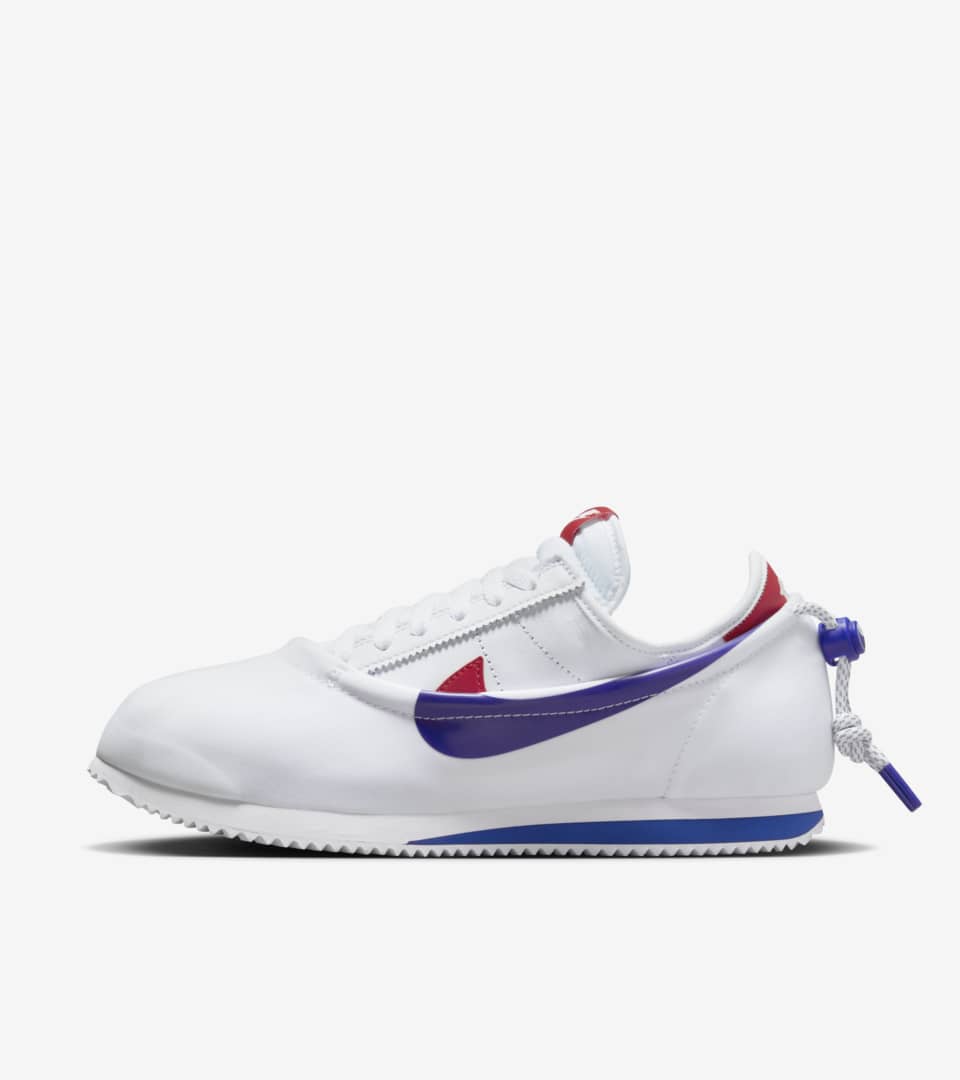 วันเปิดตัว Cortez x CLOT "White and Game Royal" (DZ3239-100). Nike SNKRS