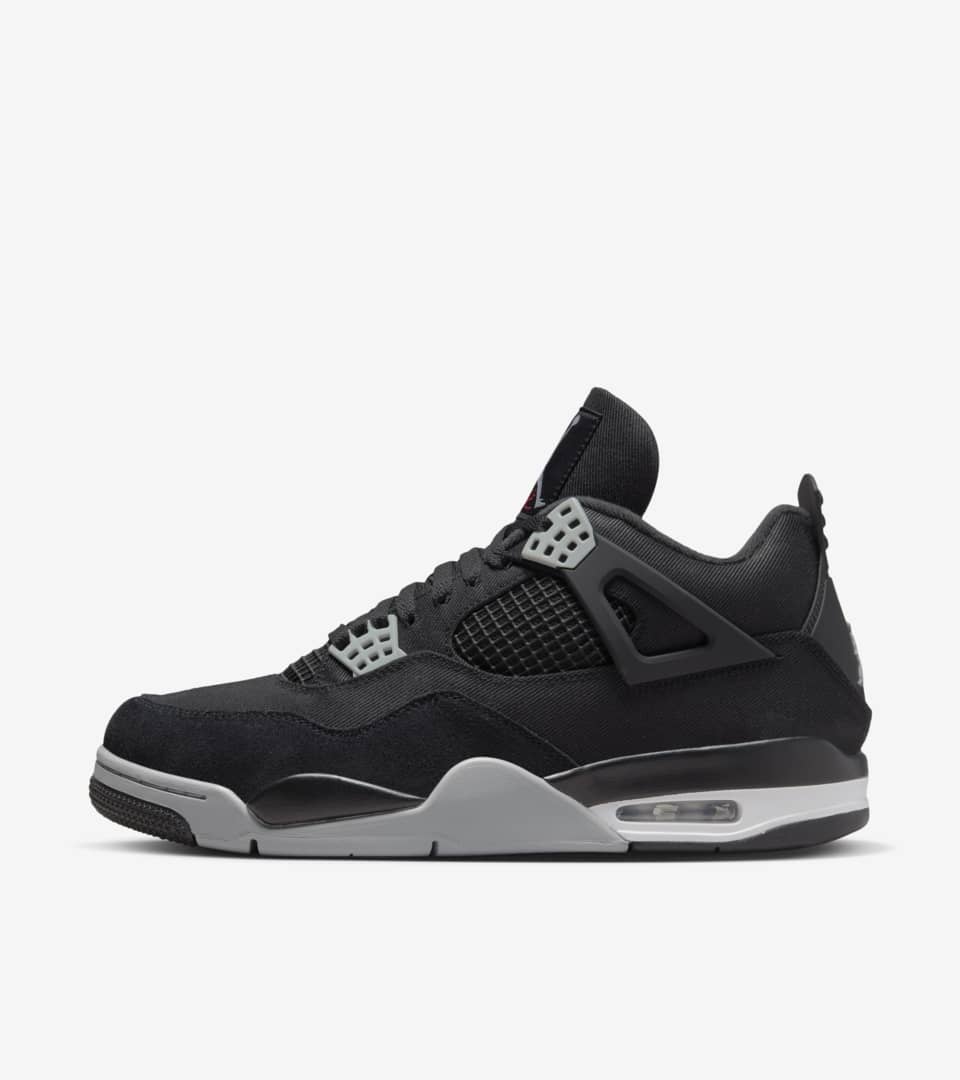 วันเปิดตัว Air Jordan 4 "Black and Light Steel" (DH7138-006). Nike SNKRS