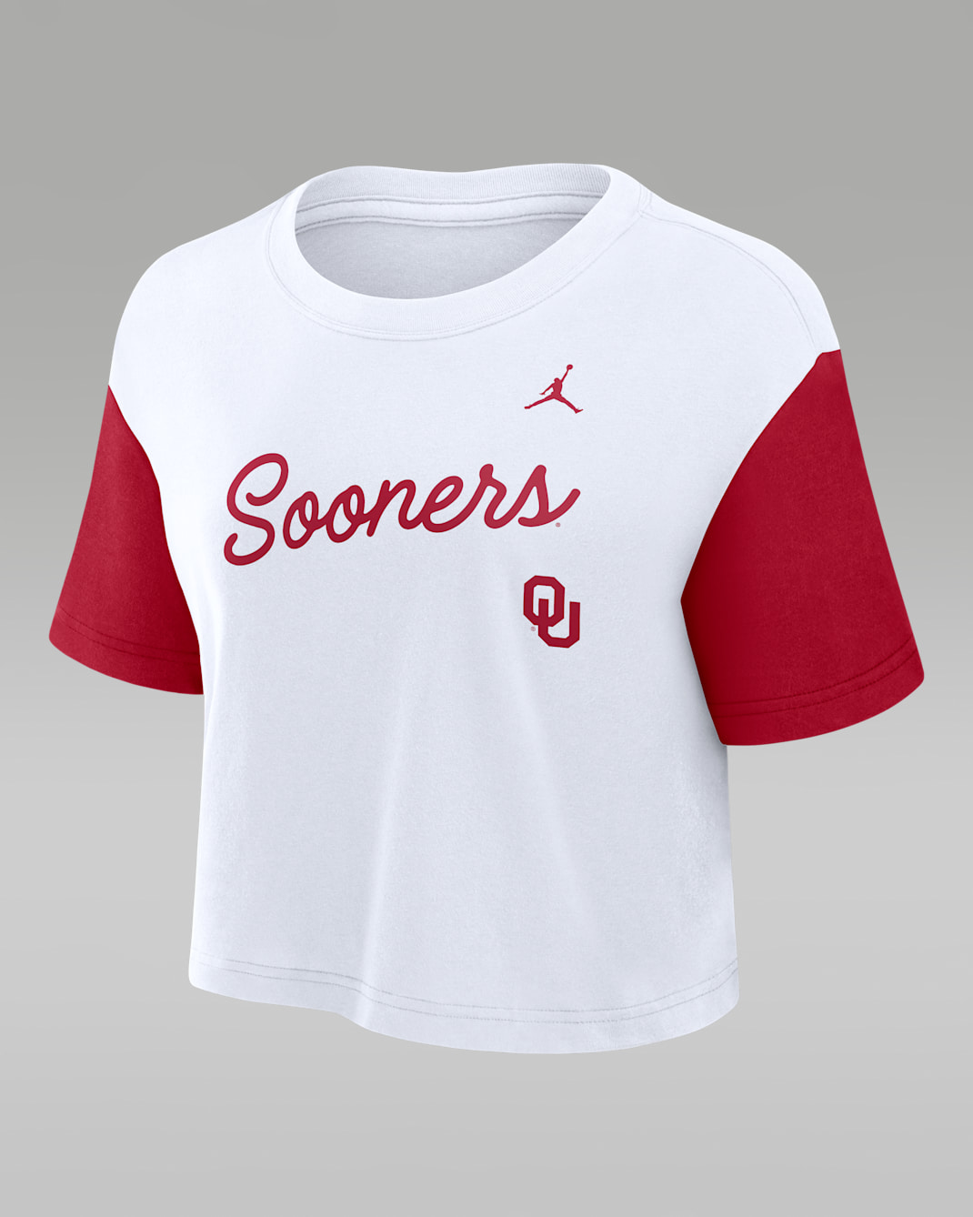 Playera universitaria marca Jordan Dri-FIT cropped para mujer Oklahoma ...