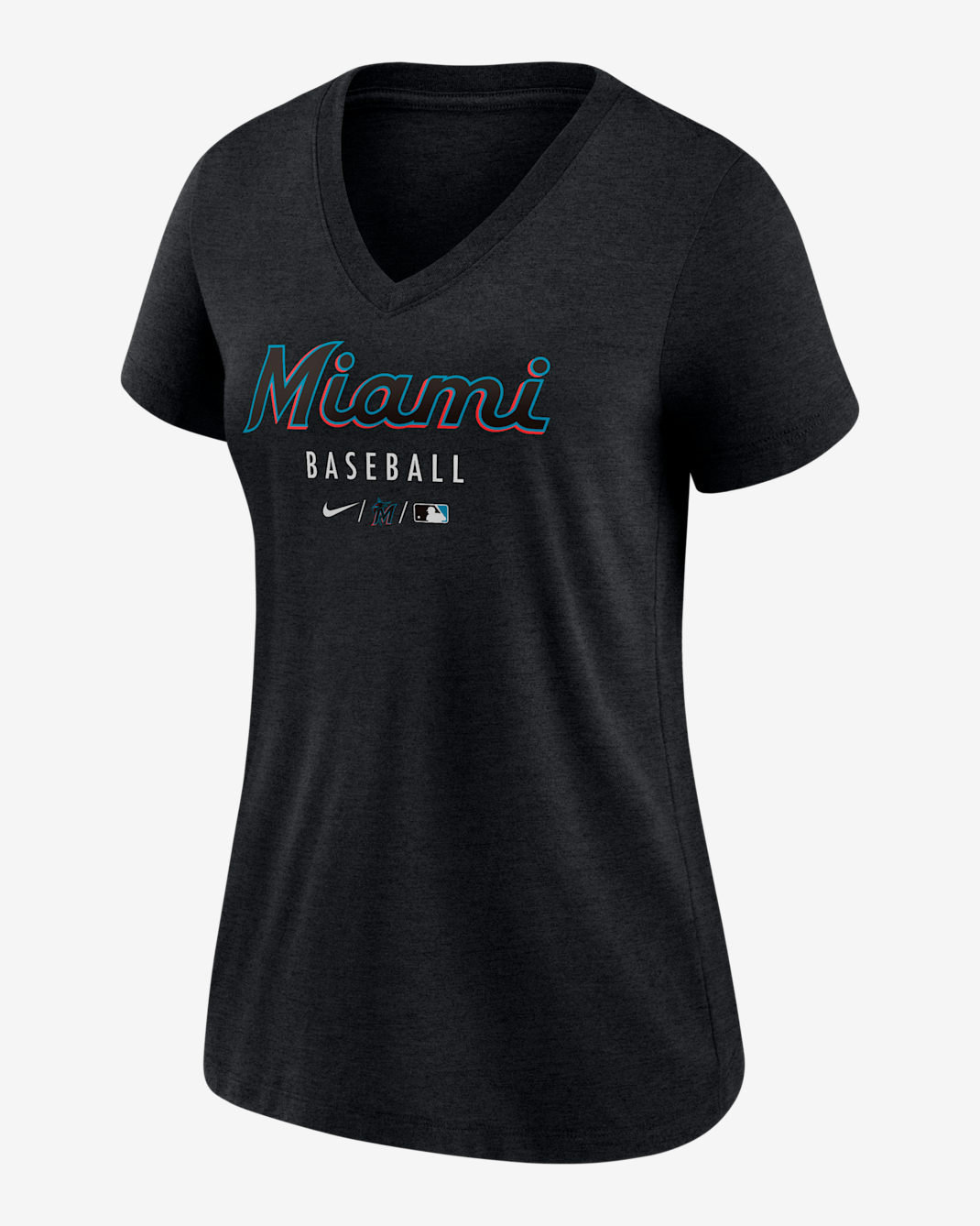 Playera Nike de la MLB de cuello en V para mujer Miami Marlins ...
