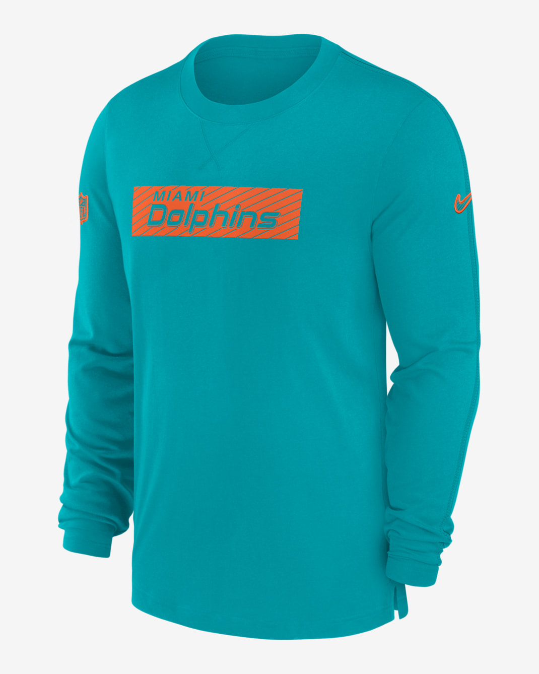 Playera de manga larga Nike Dri-FIT para hombre Miami Dolphins Sideline Player Team Issue. Nike.com