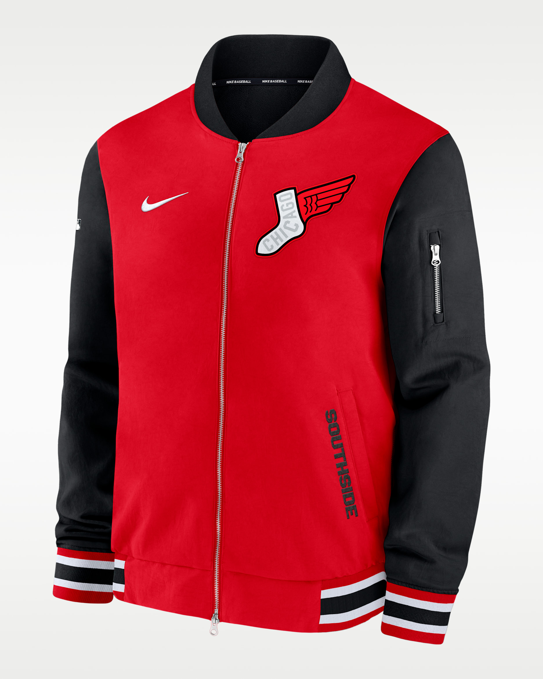 Chamarra bomber Nike de la MLB de cierre completo para hombre Chicago ...