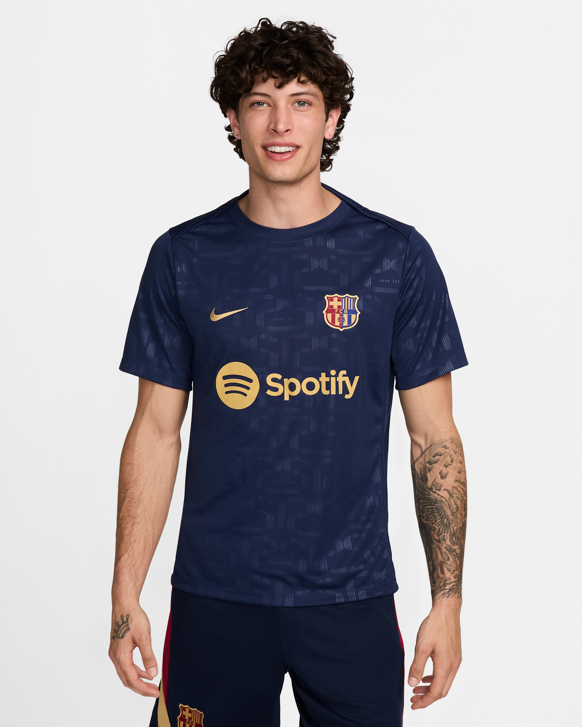 F.C. Barcelona Academy Pro Home Men's Nike Dri-FIT Football Pre-Match Short-Sleeve Top. Nike ID