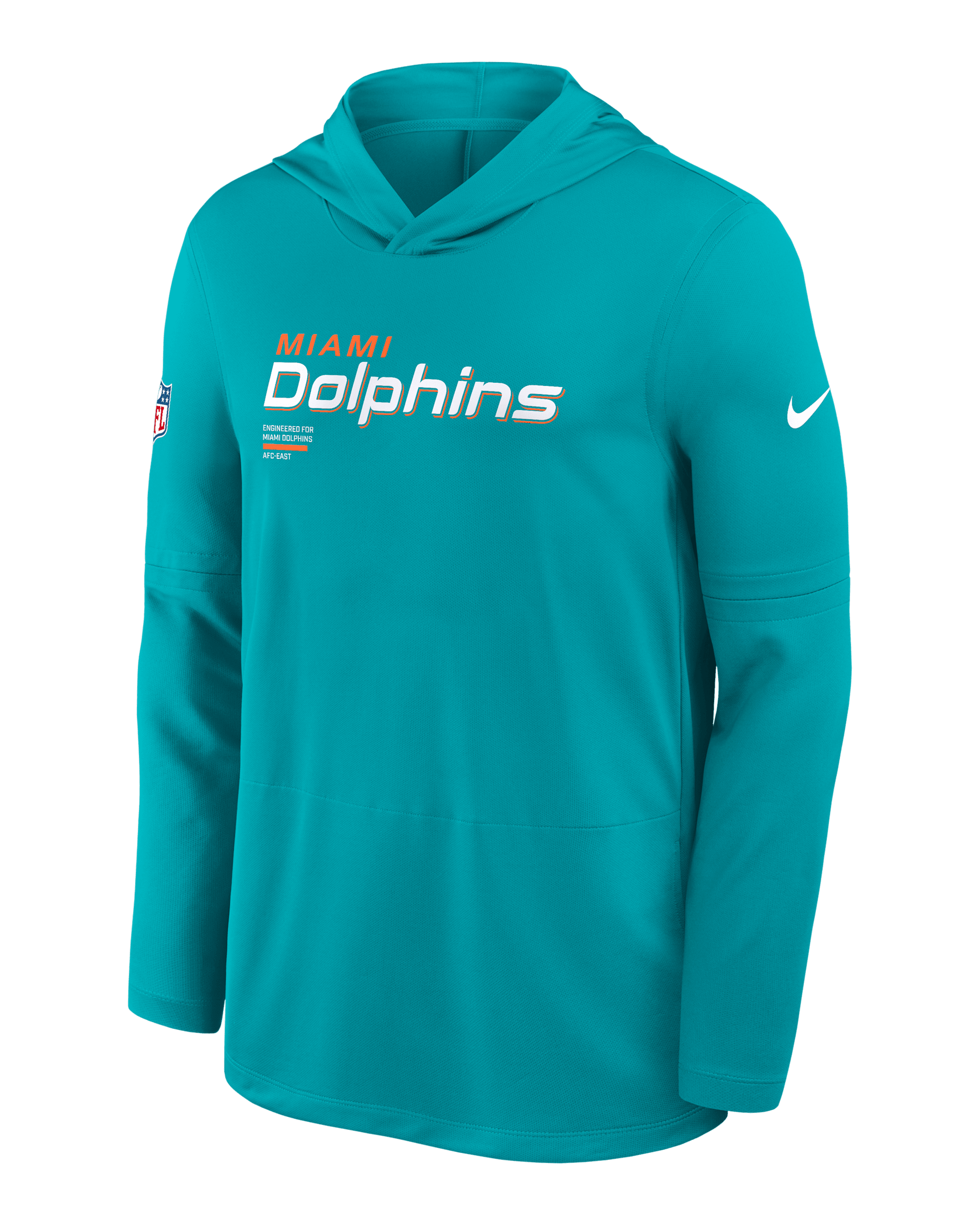 Playera de manga larga Nike Dri-FIT de la NFL con gorro para hombre Miami Dolphins Pure Fury ...