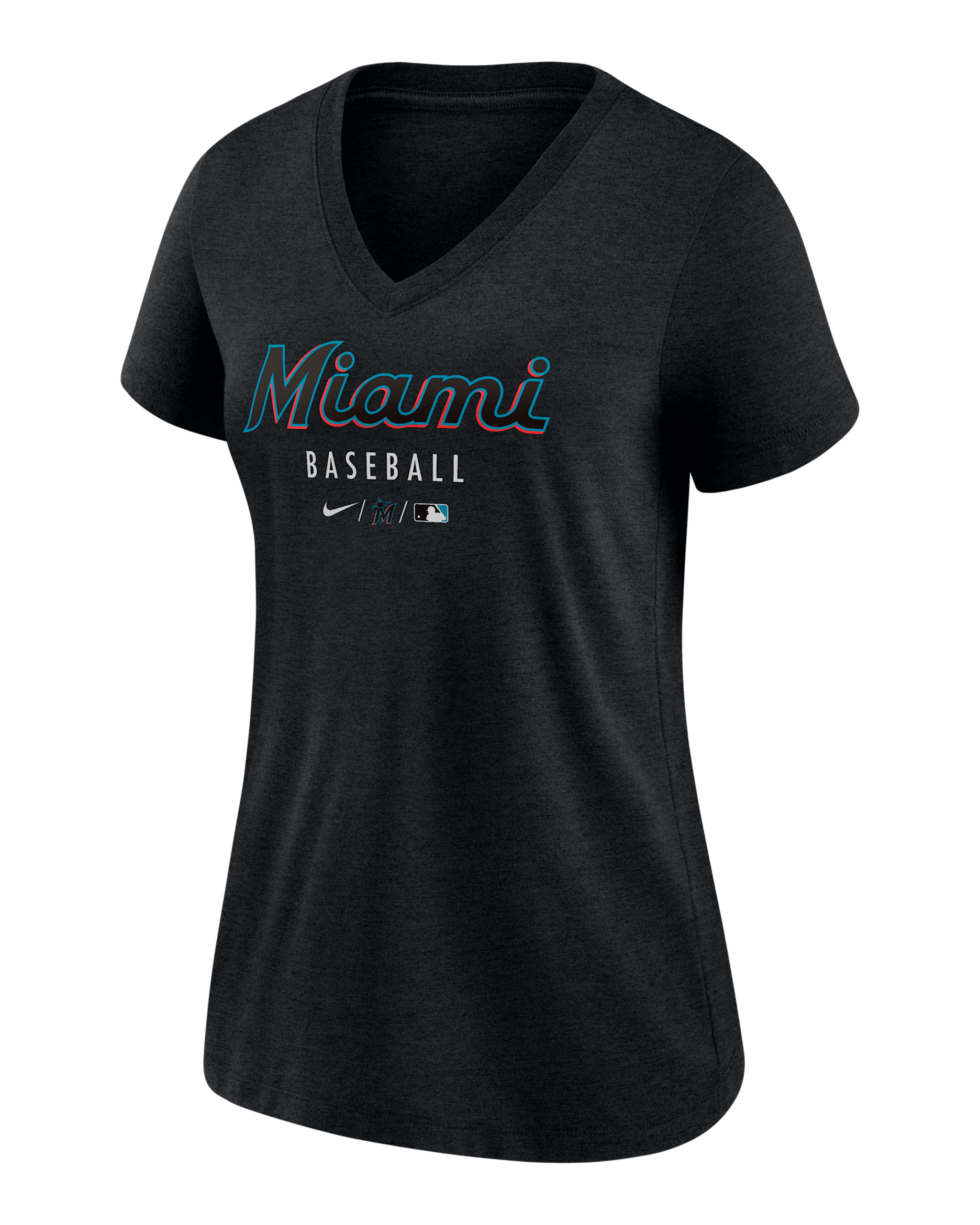 Miami Marlins Authentic Collection Women's Nike MLB V-Neck T-Shirt ...