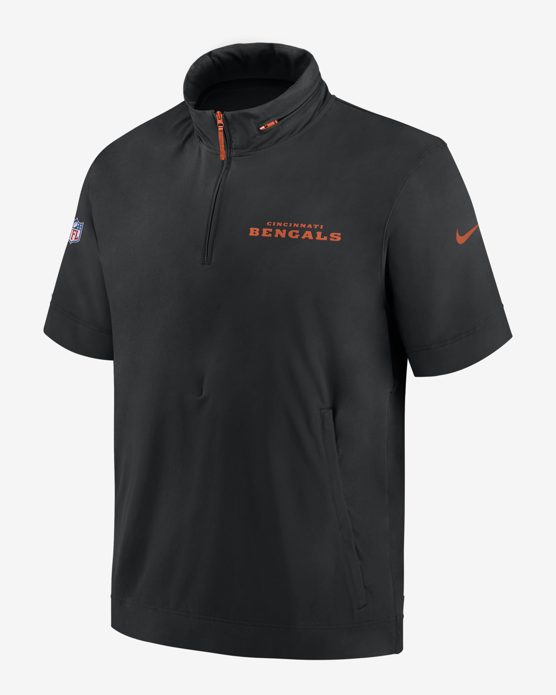 Cincinnati Bengals Sideline Coach Men's Nike NFL 1/2-Zip Short-Sleeve ...