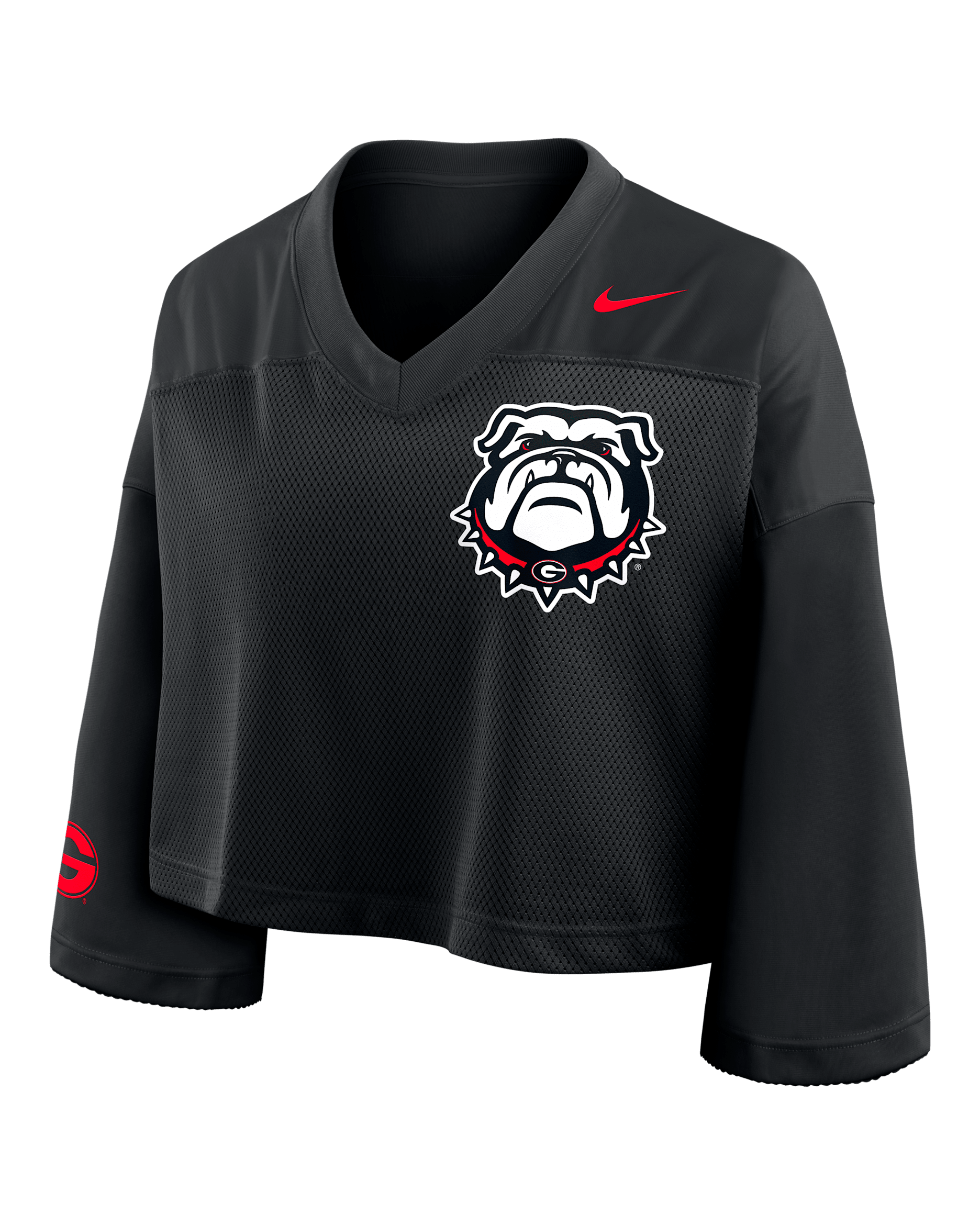 Playera universitaria Nike Dri-FIT cropped para mujer Georgia Jersey ...