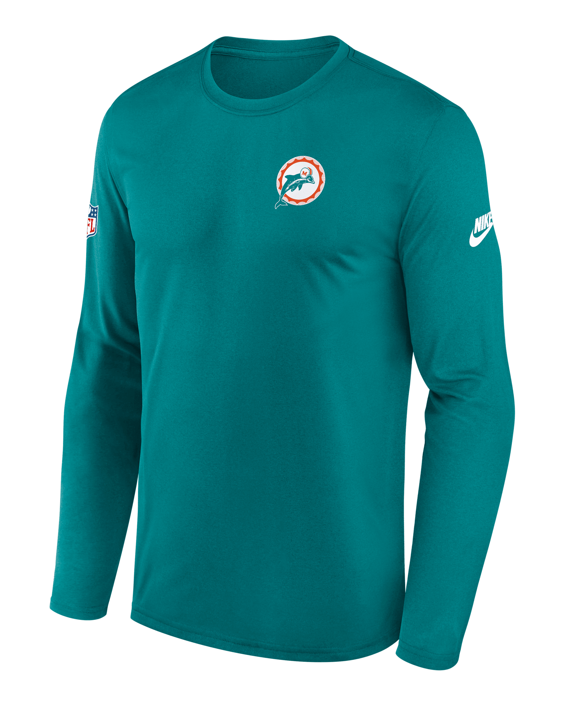 Playera de manga larga Nike Dri-FIT de la NFL para hombre Miami Dolphins Alt Legend Small Logo ...