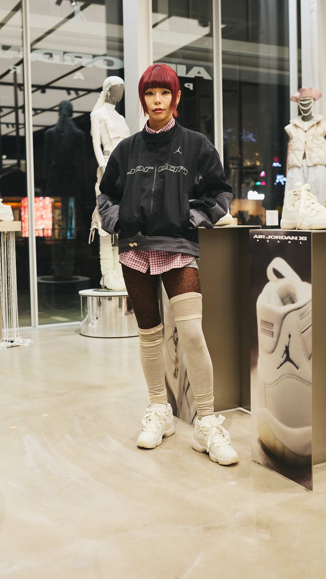 Street SNKRS: AJ11 Pearl at Jordan World of Flight Shibuya. Nike SNKRS