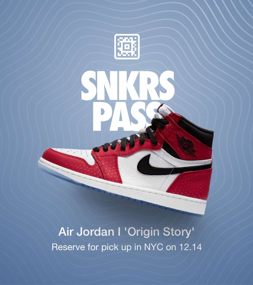 Air Jordan 1 'Origin Story' SNKRS Pass Nike NYC. Nike SNKRS